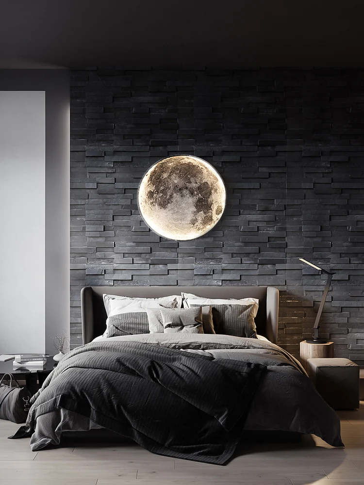 LED Wall Lamp Moon Design with Remote Dimming Control Indoor Decoration ...