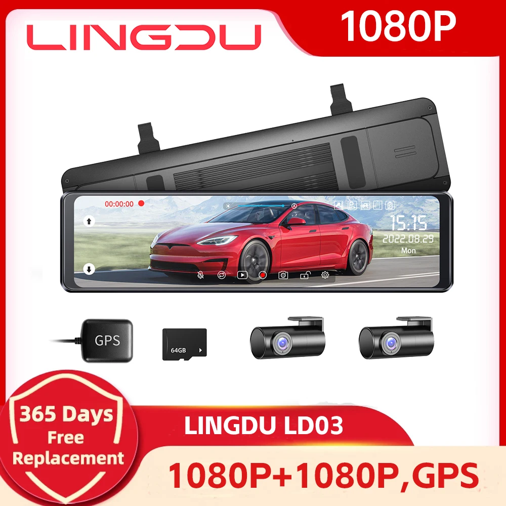LINGDU-LD03-Car-Mirror-Recorder-1080P-Front-and-Rear-Camera-Dash-Cam ...