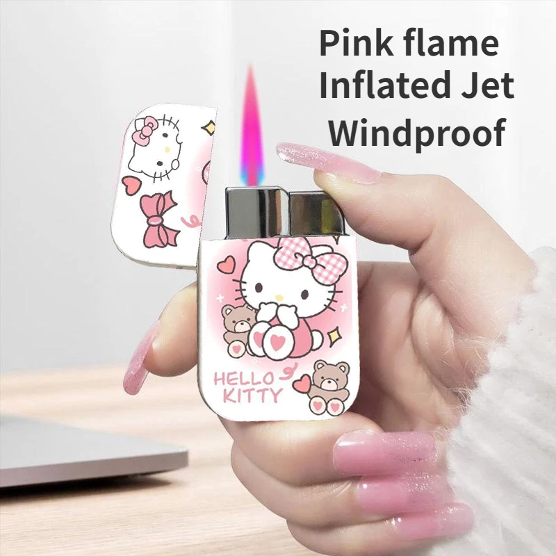 HelloKitty-Cartoon-Pink-flame-Cigar-Lighter-Long-Stripe-Jet-Visible ...