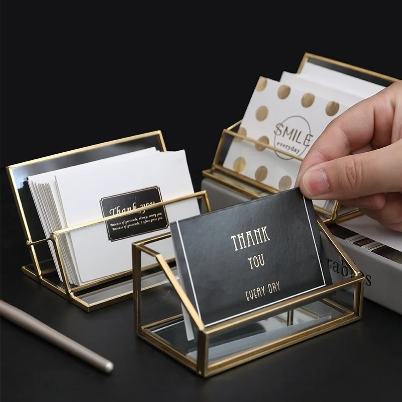 Desktop-business-card-box-business-card-rack-desktop-metal-brass ...
