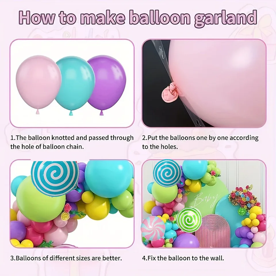 260 Balloons Clear 139 Pcs Candy Party Decorations - Rainbow Balloon ...