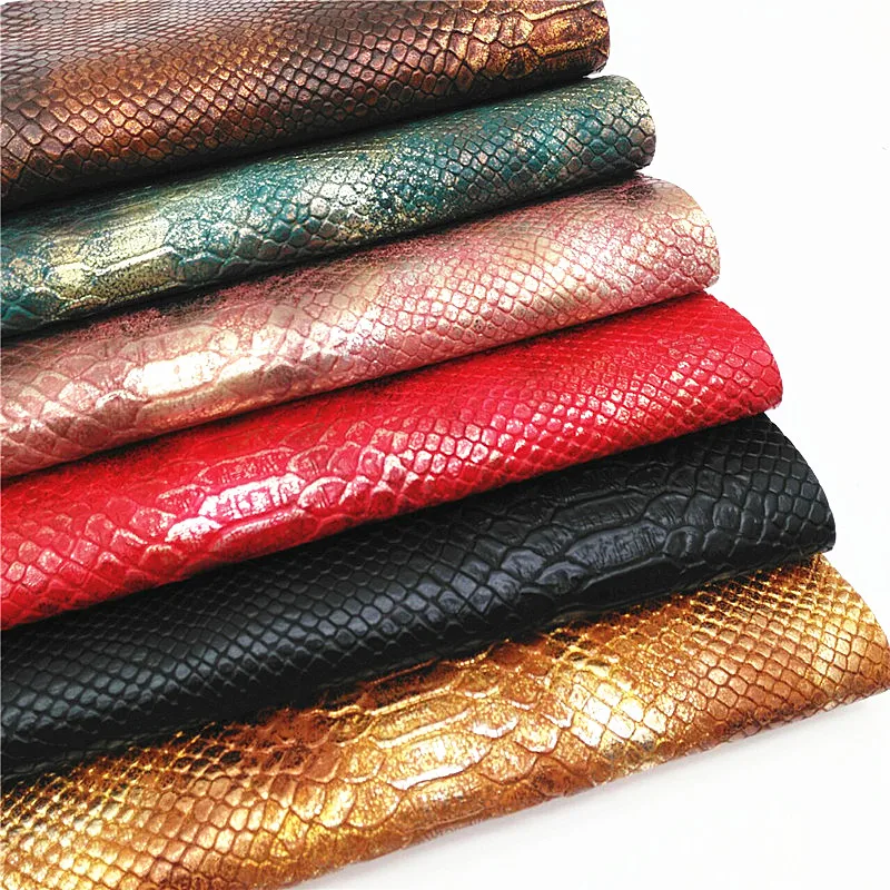 Metallic-Snake-Synthetic-Leather-Fabric-Sheets-Python-Faux-Leather-For ...