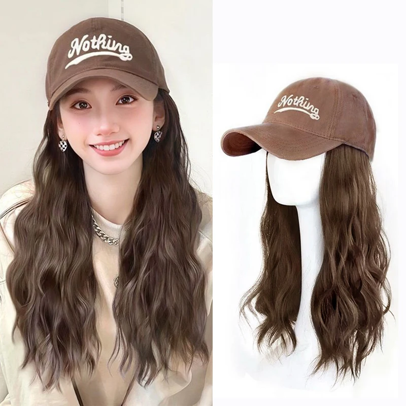 Synthetic-Long-Curly-Baseball-Hat-Wigs-For-Women-Baseball-Cap-With-Hair ...