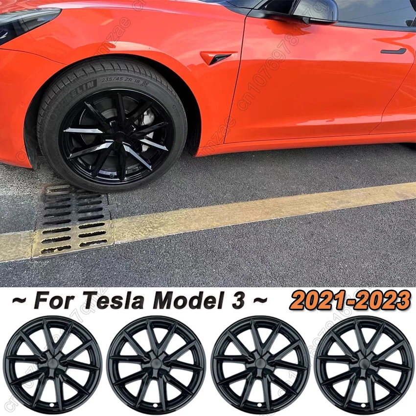 Sport Style HubCap 18 Inch For Tesla Model 3 2021-2023 4PCS 18-Inch ...