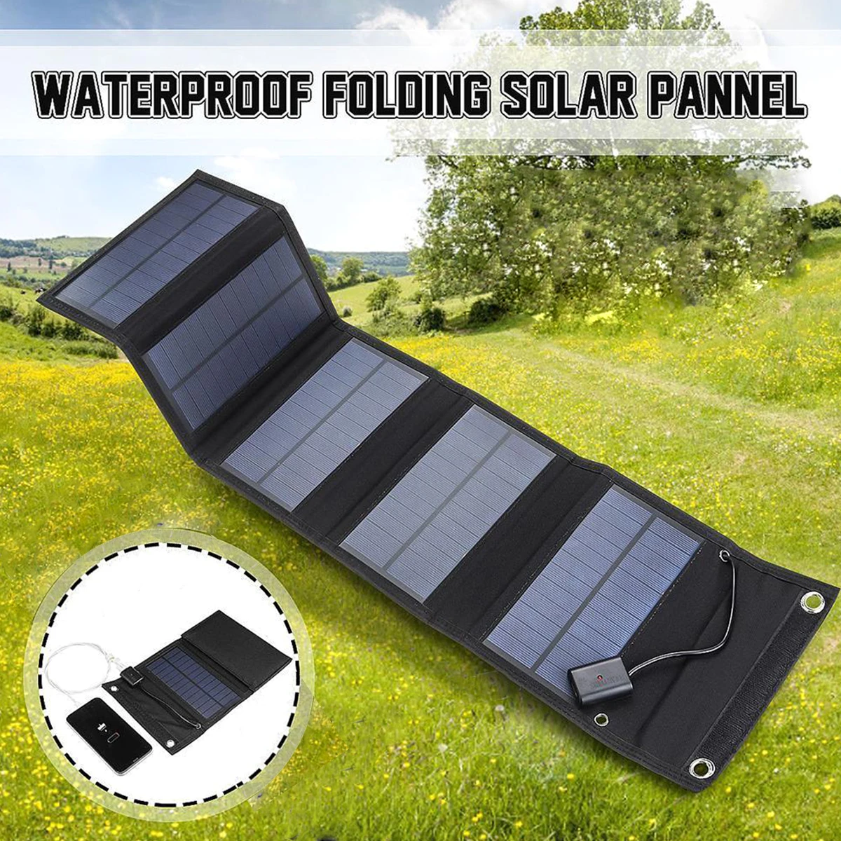 Solar-Panel-12W-Solar-Folding-Bag-Charger-Waterproof-Lightweight ...