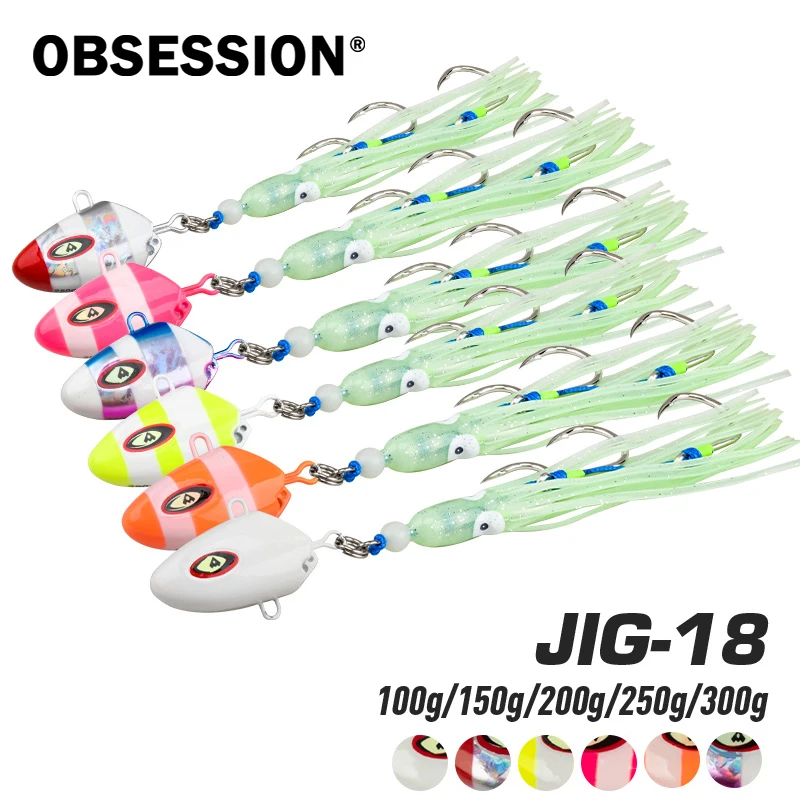 OBSESSION J18 100g-300g Metal Jig Head Hook Kabura Bullet Squid Lure ...