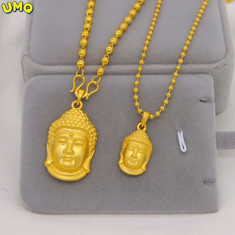 Plated 100% Real Gold 24k Pure Bangle Solid Buddha Head Pendant Women's ...