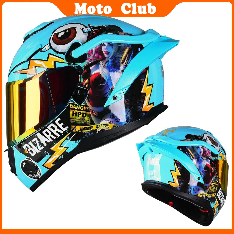 Motorcycle-Full-Face-Helmet-Large-Tail-Fin-and-Double-Lens-Motorcycle ...