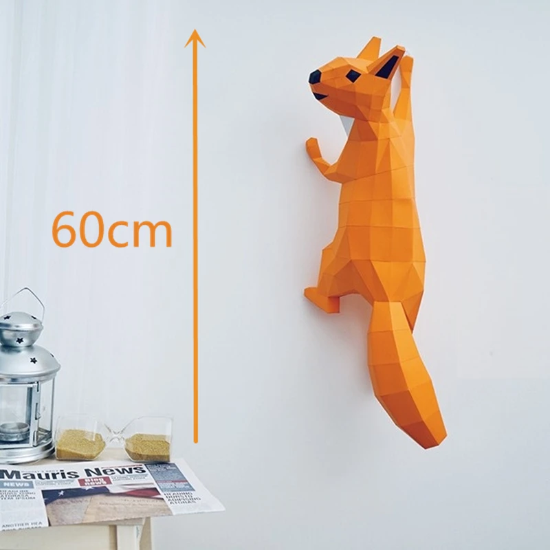 3D-Paper-Model-Squirrel-Papercraft-Home-Decor-Wall-Decoration-Puzzles ...