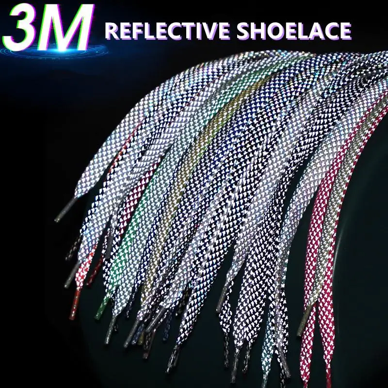 1Pair-Reflective-Laces-Flat-Shoelaces-for-Sneakers-Colorful-Reflective ...