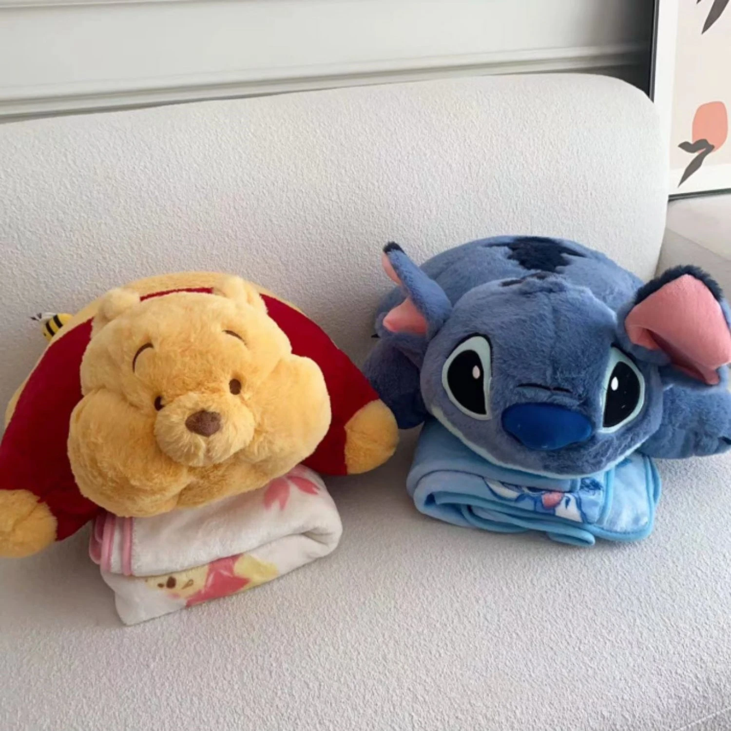 Disney-Stitch-Pooh-Bear-Throw-Pillow-Cuddly-Plushies-Cushion-Blanket ...