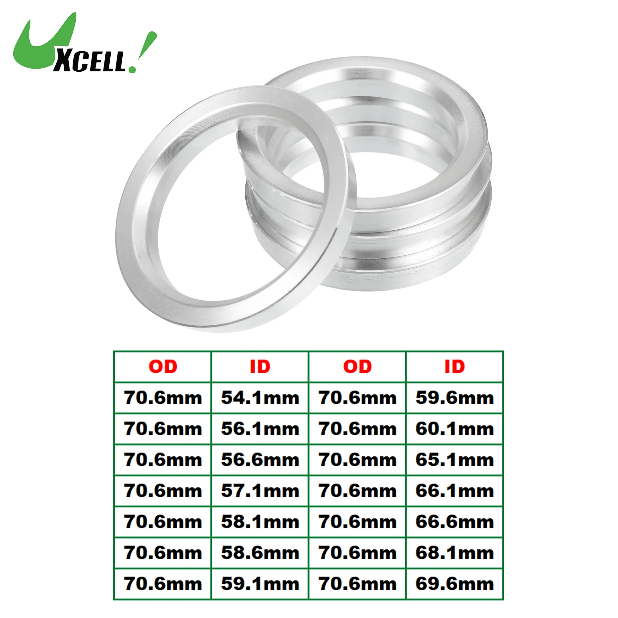 Uxcell 4pcs Od 70.6mm To Id 54.1mm 60.1mm 66.1mm 69.6mm Car Hub Centric Rings Wheel Bore Center ...