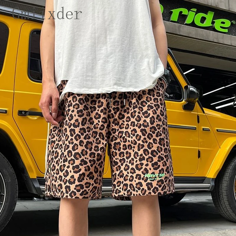 Japanese Trendy Leopard Print Shorts Men Women Korean Style Summer ...