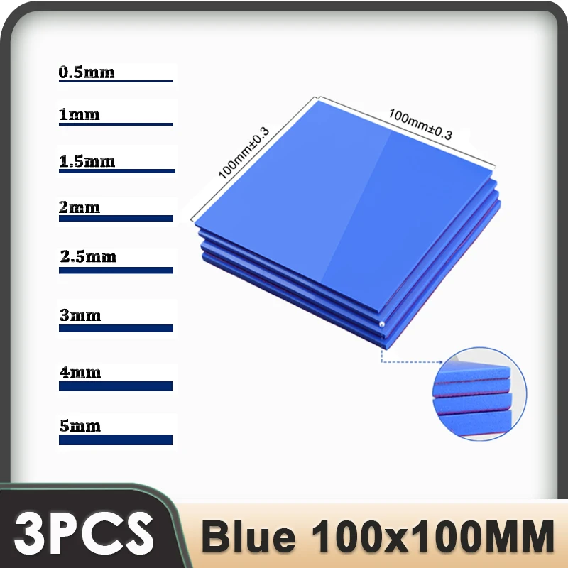 3 Pcs 100mm*100mm 0.5mm 1mm 1.5mm Combination Thermal Conductive ...