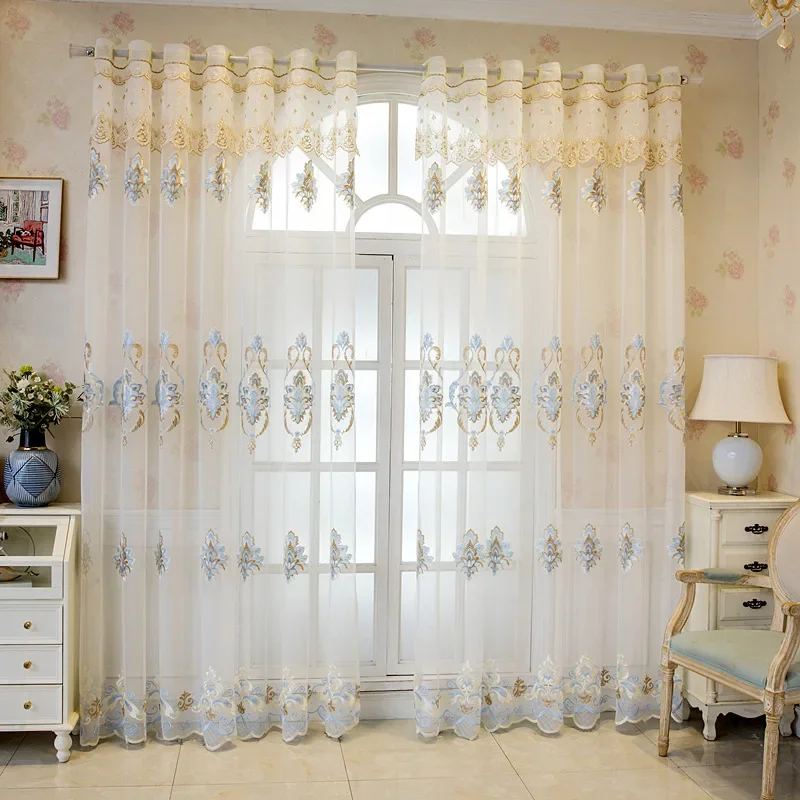 European Style Embroidered Window Gauze Curtains for Living Room ...