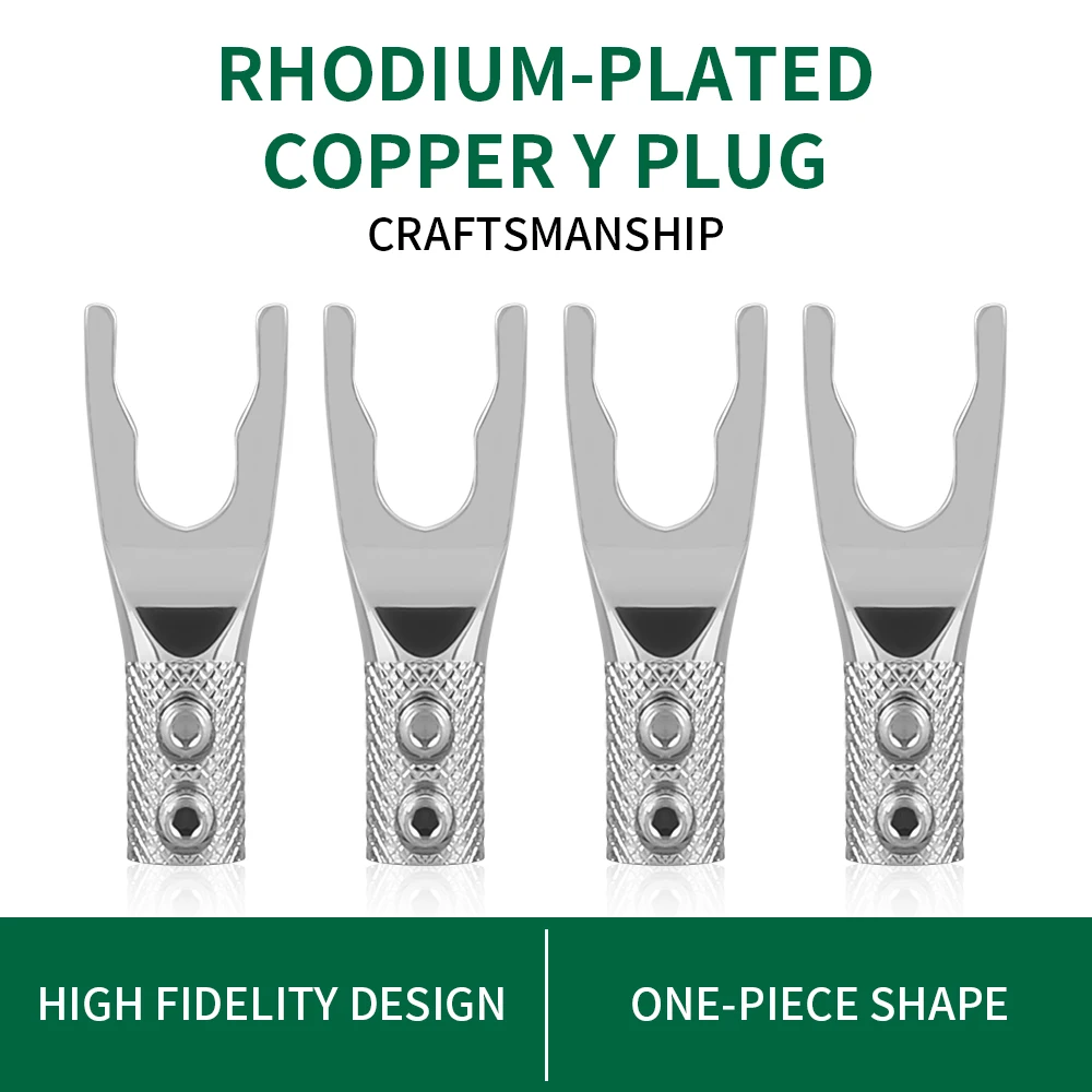 8x-Pure-Silver-Plated-Copper-Spade-Plug-Speaker-Cable-Wire-Connector ...