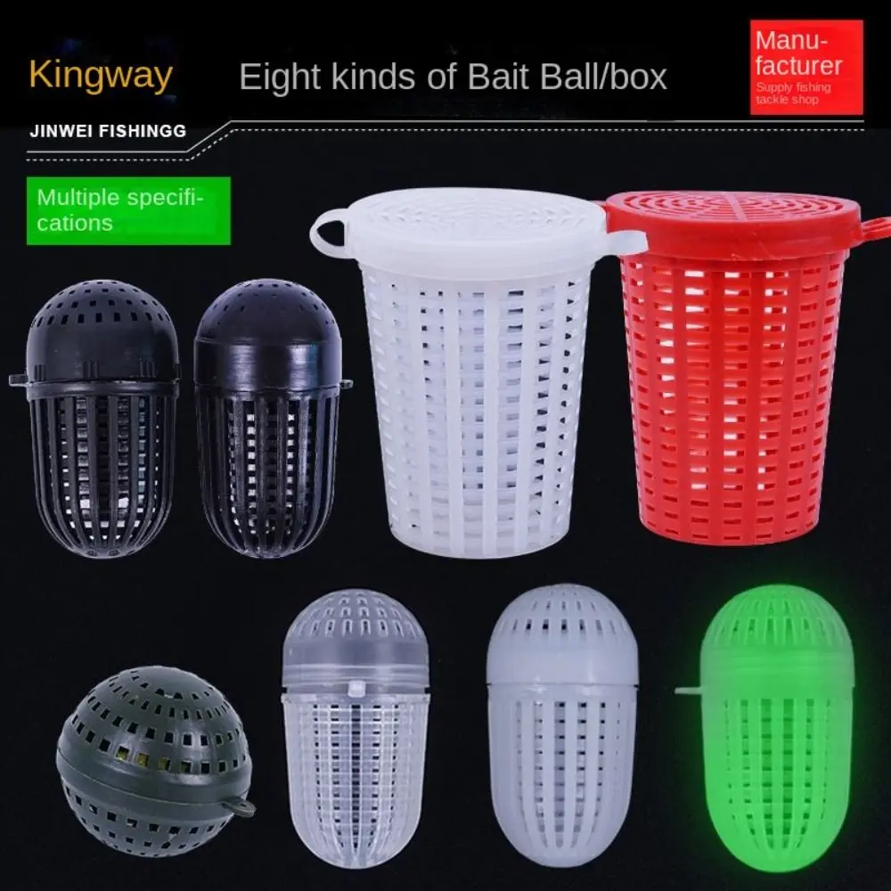5PCS-Set-Fish-Lure-Fishing-Bait-Cage-Luminous-Conjoined-Basket-Feeder ...