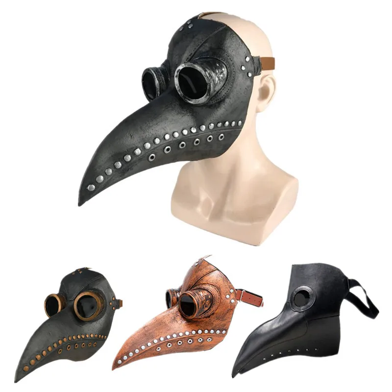 Black-Latex-Halloween-Cosplay-Adere-os-Plague-Doctor-Mask-P-ssaro-Bico ...