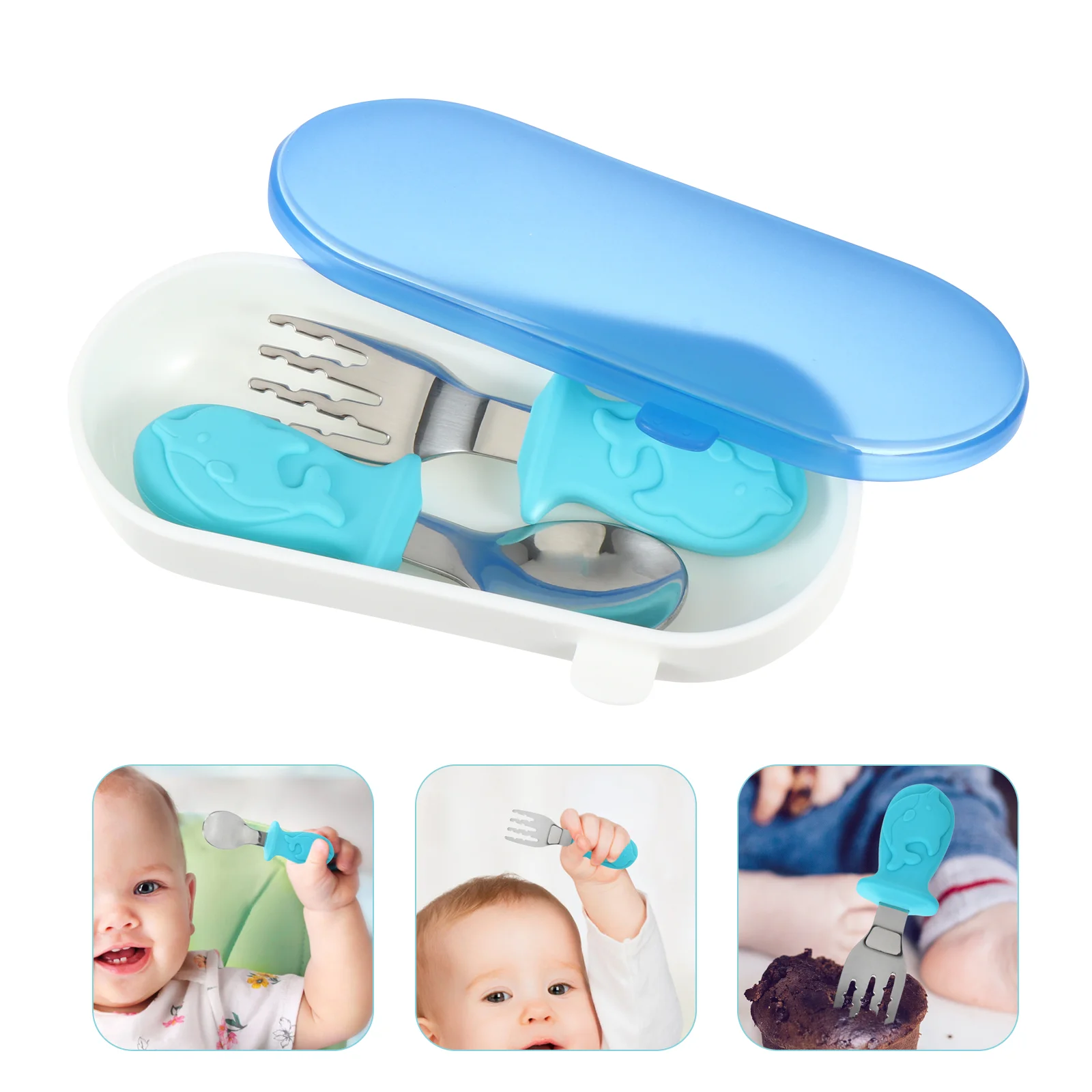 1 Set Baby Utensils Portable Training Cutlery Self Learning Feeding ...