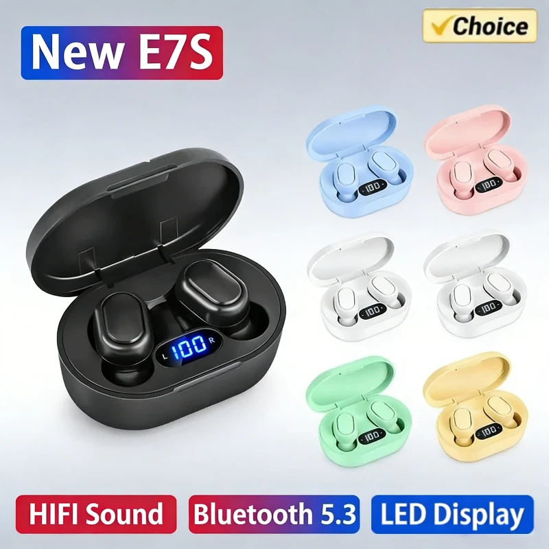 Wireless Headphones E7S TWS Bluetooth Earphones Headset with Mic HiFi ...