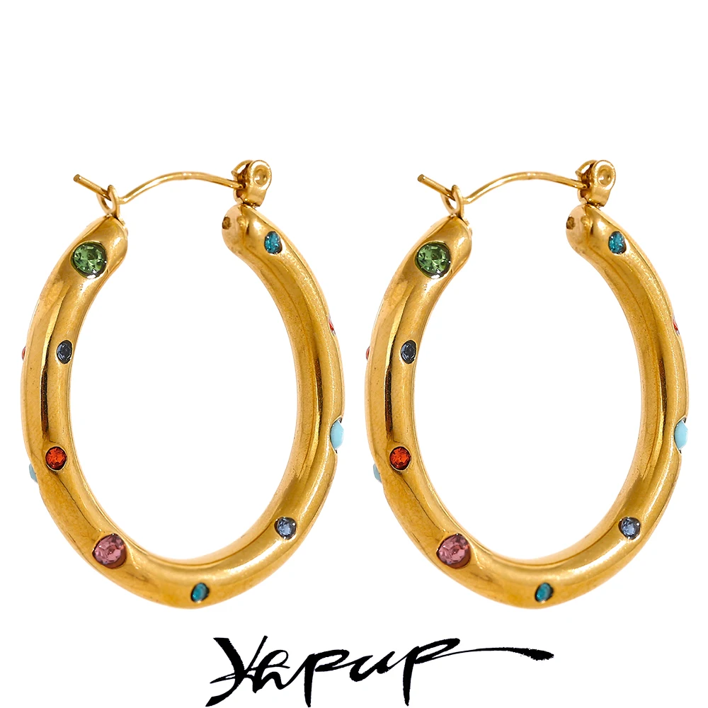 Yhpup-32mm-Stainless-Steel-Round-Hoop-Earrings-Colorful-Cubic-Zirconia ...