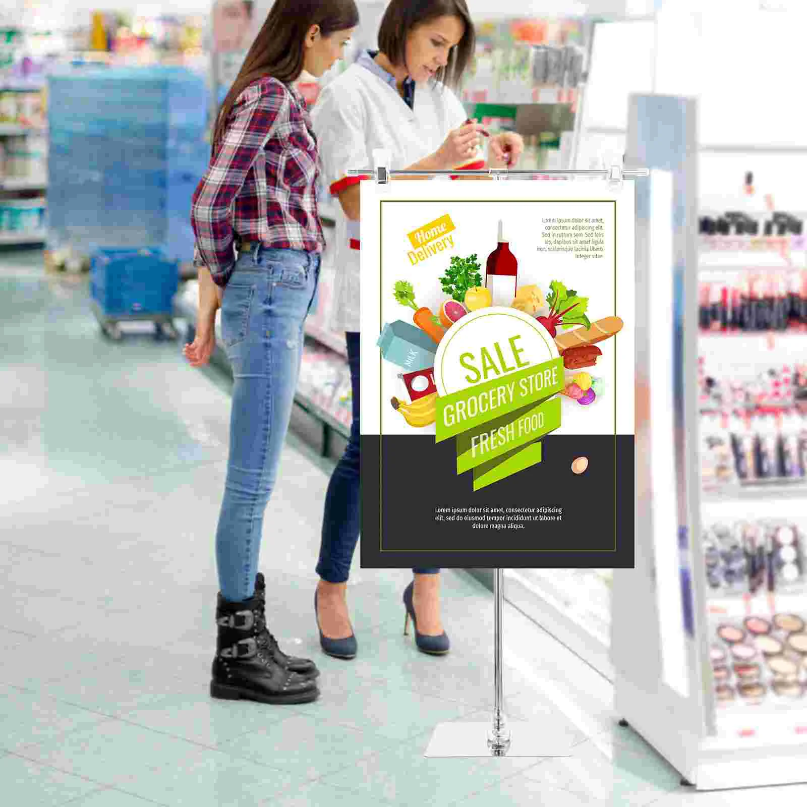 T Shaped Advertising Sign Holder Poster Stand Clip Desktop Adjustable ...