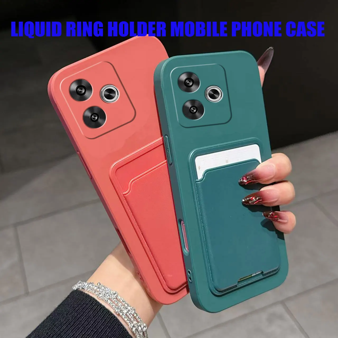 Case for Xiaomi Poco F6 Liquid Silicone Card Holder Soft Phone Skin ...