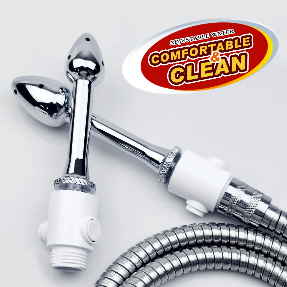 Metal Steel Douche Enema Syringe Anal Shower Head Beads Anal Cleaning ...