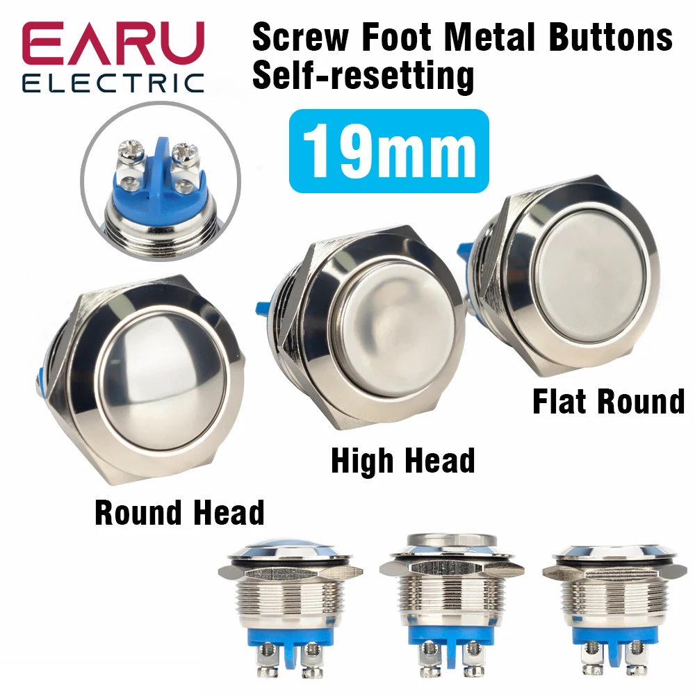 Hidden Button 19mm Stainless Steel Metal Push Button With 4 Screw ...