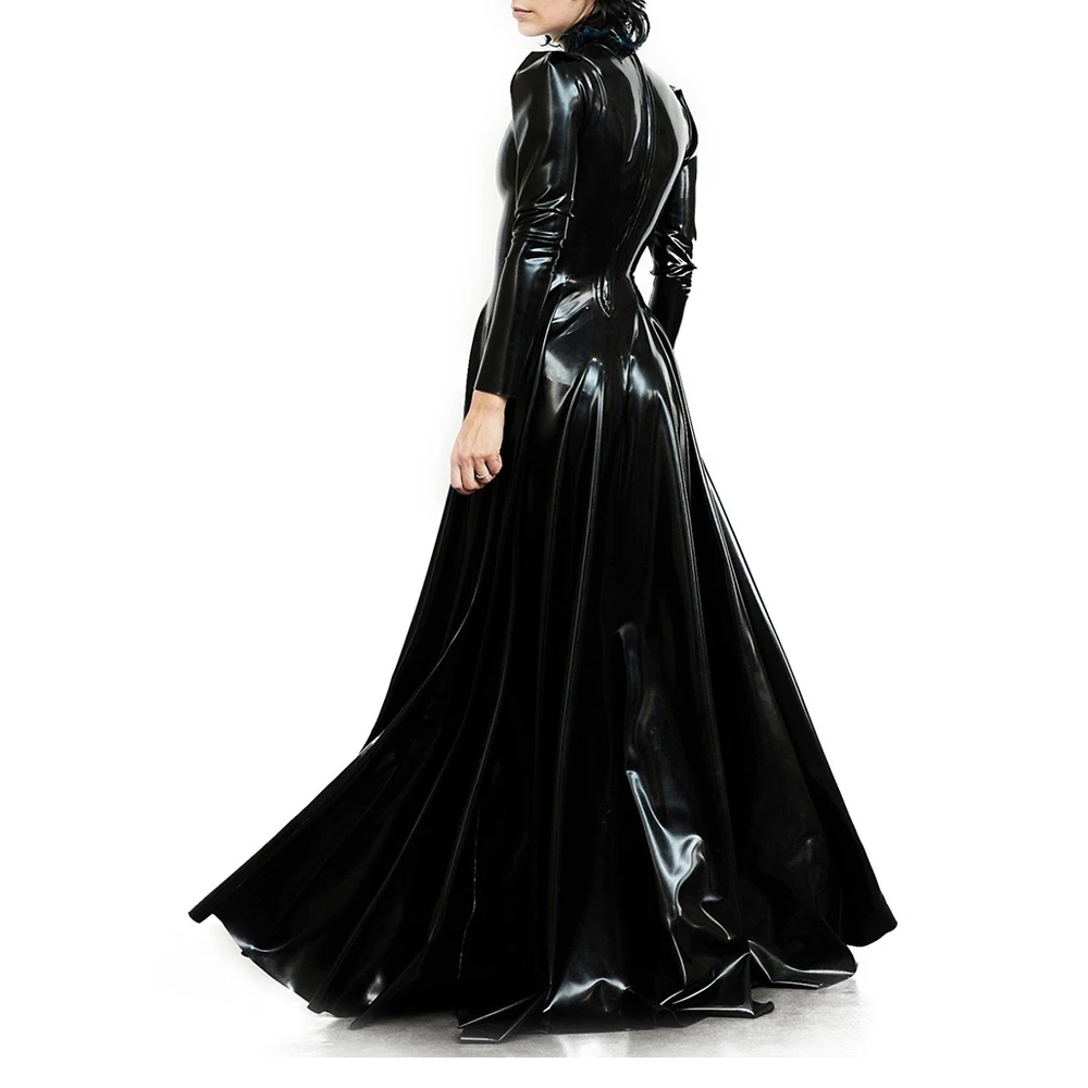 Shiny-PVC-Leather-Solid-Color-Long-Dress-Wetlook-Faux-Latex-Ball-Gown ...