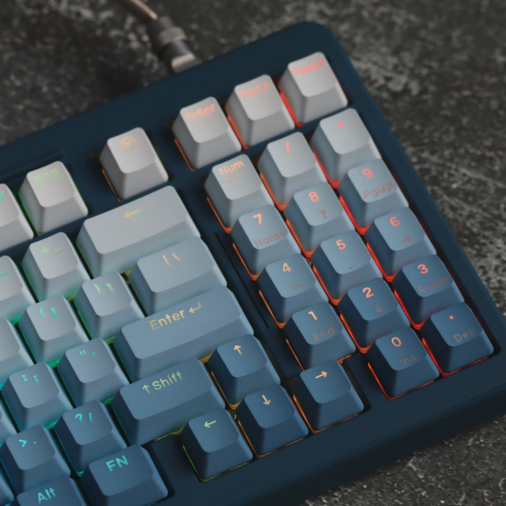 A névoa azul gradiente keycaps oem perfil backlit transparente keycap ...