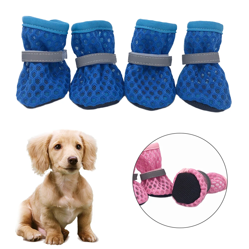 Dog Shoes For Small Dogs Cats Summer Mesh Puppy Boots Paw Protector Non ...