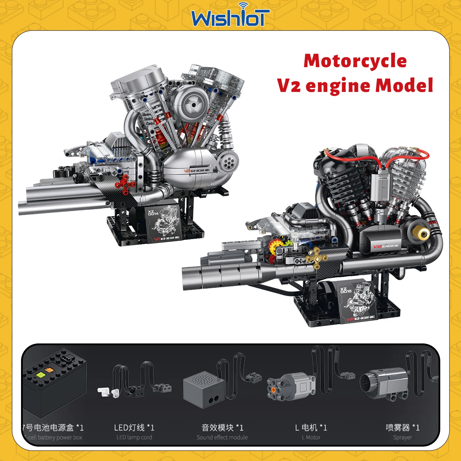 MOC Classic Motorcycle V2 Engine Building Blocks Electric Simulation ...