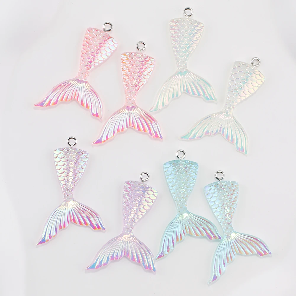 10pcs-Shiny-Cartoon-Mermaid-Fish-Tail-Flatback-Resin-Charms-Pendant-for ...