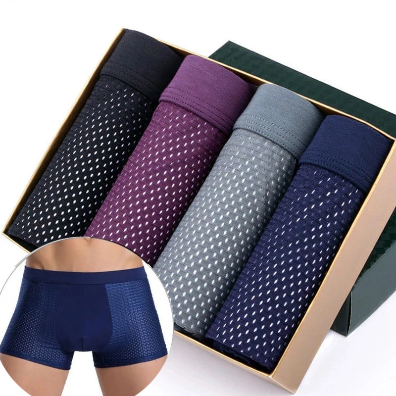 Lot De 4 Caleçons En Bambou Pour Homme, Sous-vêtements Sexy, Boxer ...