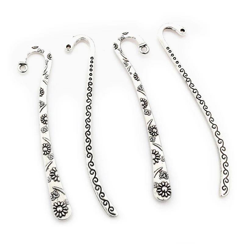 10pcs-Vintage-DIY-Bookmark-Charms-Flower-Antique-Silver-Plated-Zinc ...