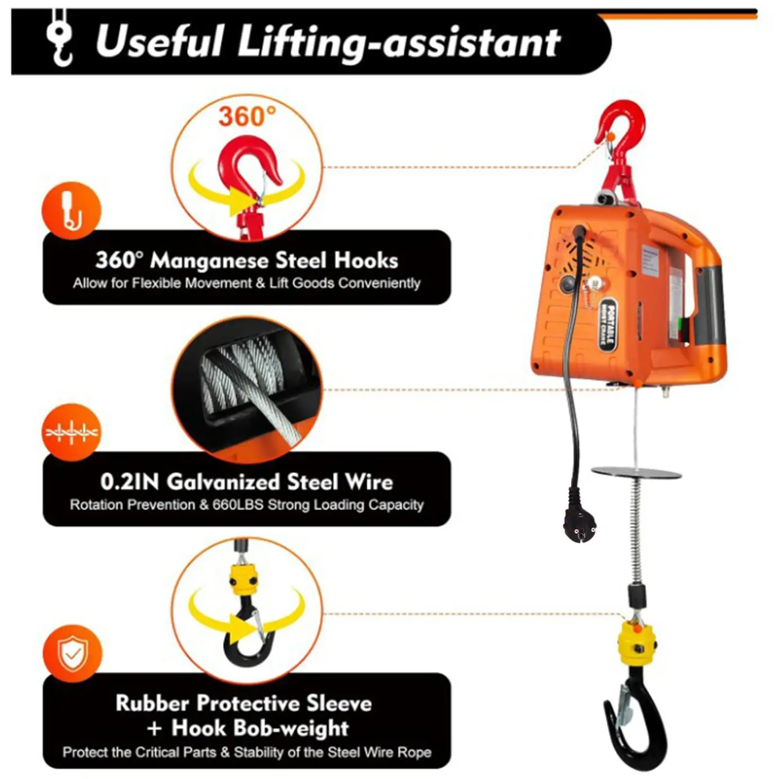 Electric-Hoist-Winch-EU-Adapter-with-Remoting-Control-Wear-Resistant ...