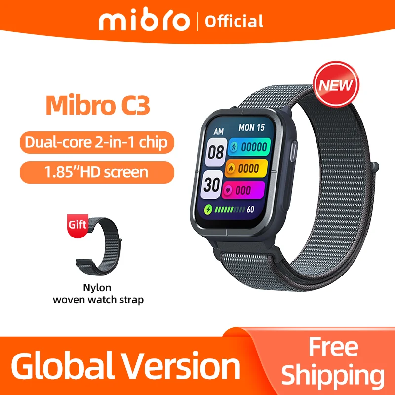Mibro C3 Sports Smartwatch Masculino, Chamadas Bluetooth, Tela HD, Dual Core, Monitoramento 4PD ...