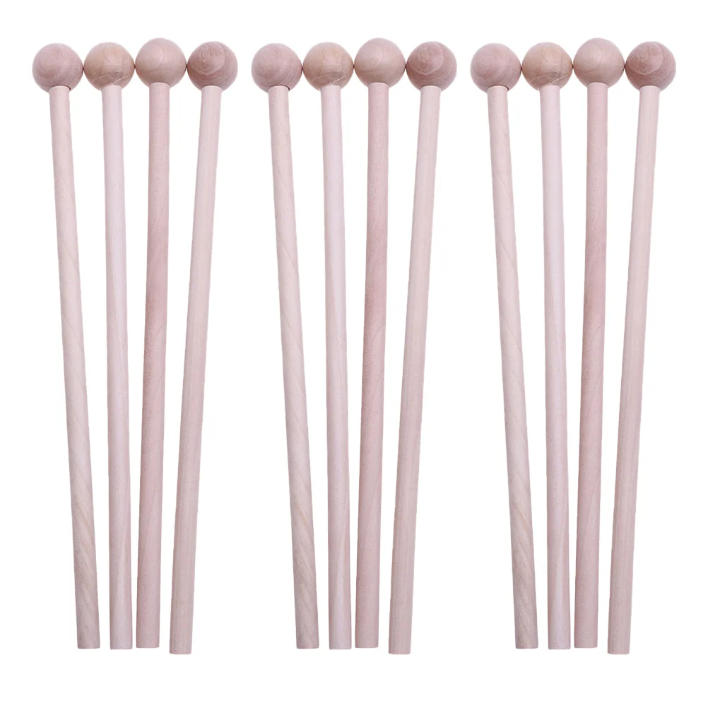 12 Pcs Percussion Hammer Drum Stick Wood Sticks for Kids Round Head ...