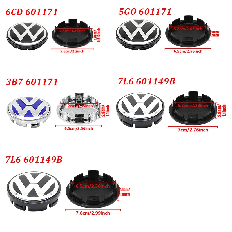 4pcs VW Wheel Center Hub Caps 56mm 65mm 66m 70mm 76mm wheel cover For ...
