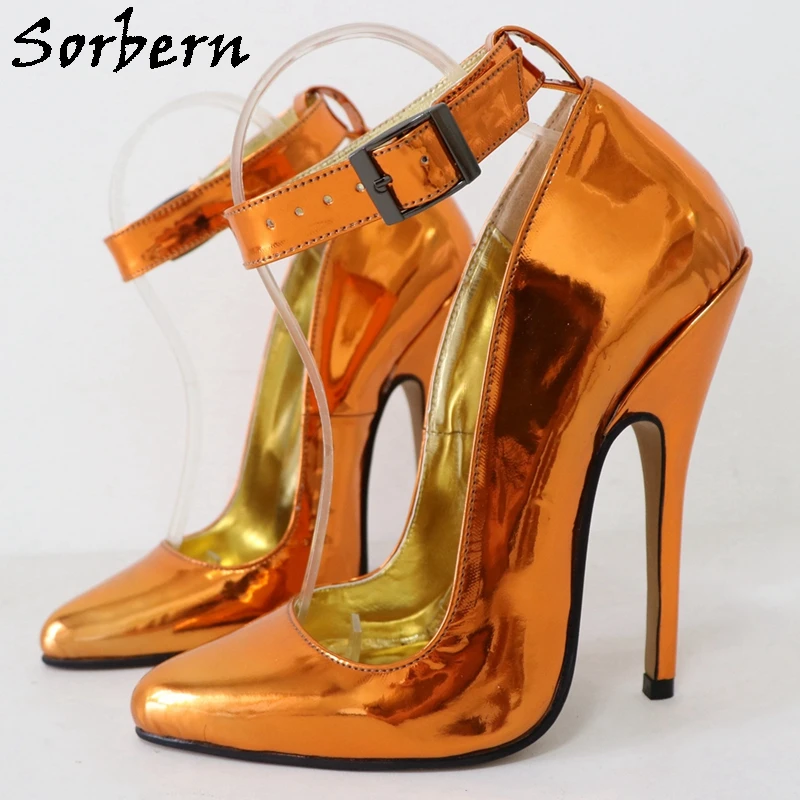 Sorbern-Metallic-Orange-Women-Pump-Shoes-14Cm-High-Heel-Stilettos ...