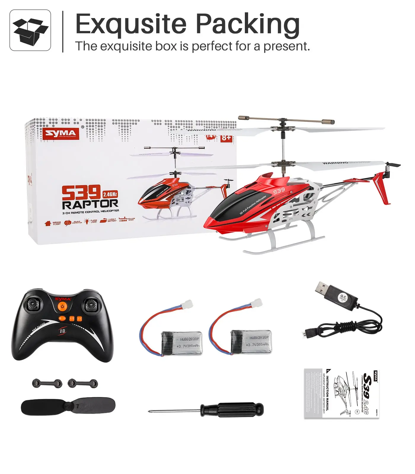 SYMA S39 RC Helicopter - with 3.5 Channel Bigger Size Sturdy Alloy Mat ...