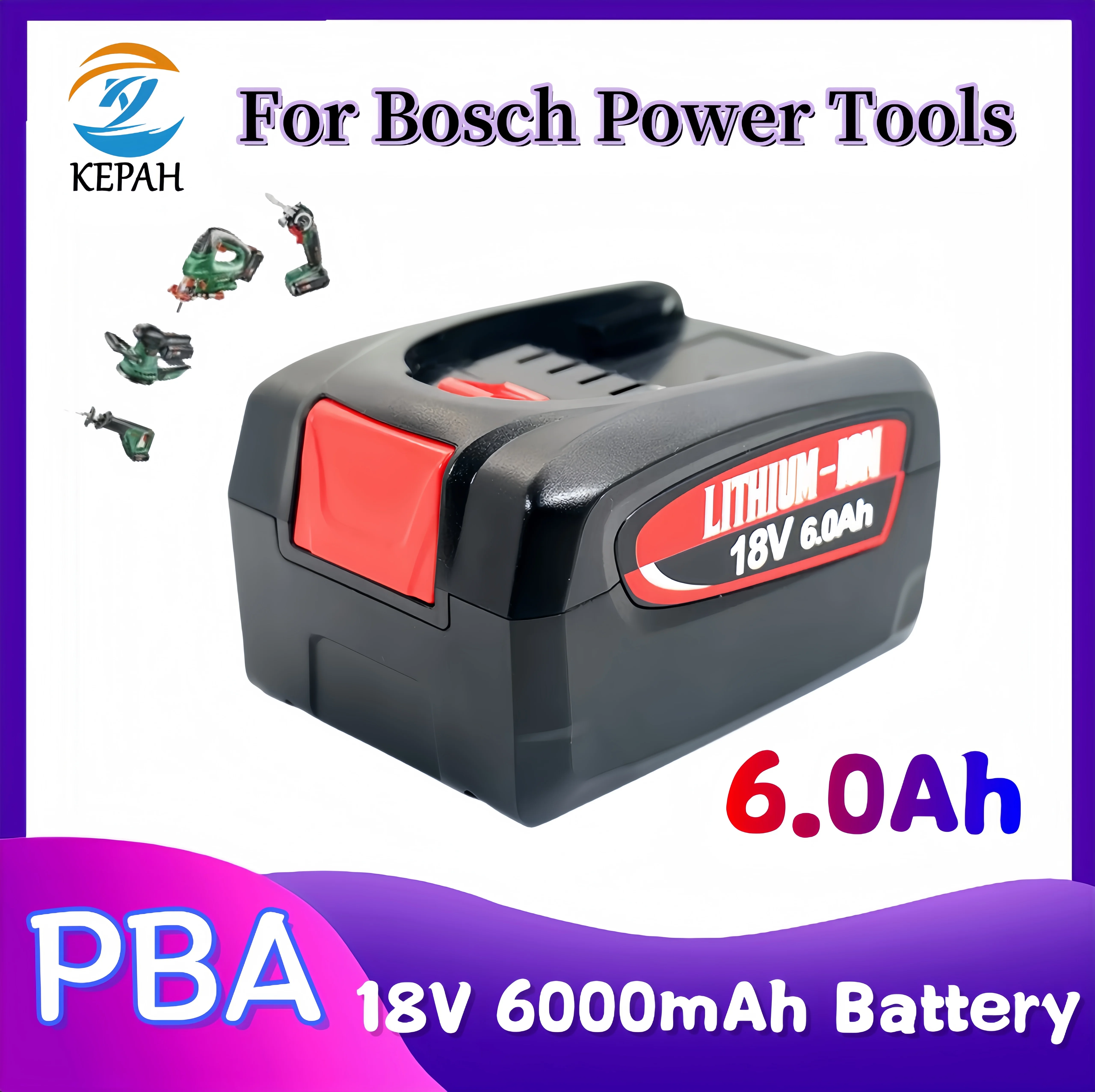 6.0Ah suitable for replacing Bosch PBA 18V batteries and for Bosch PBA ...