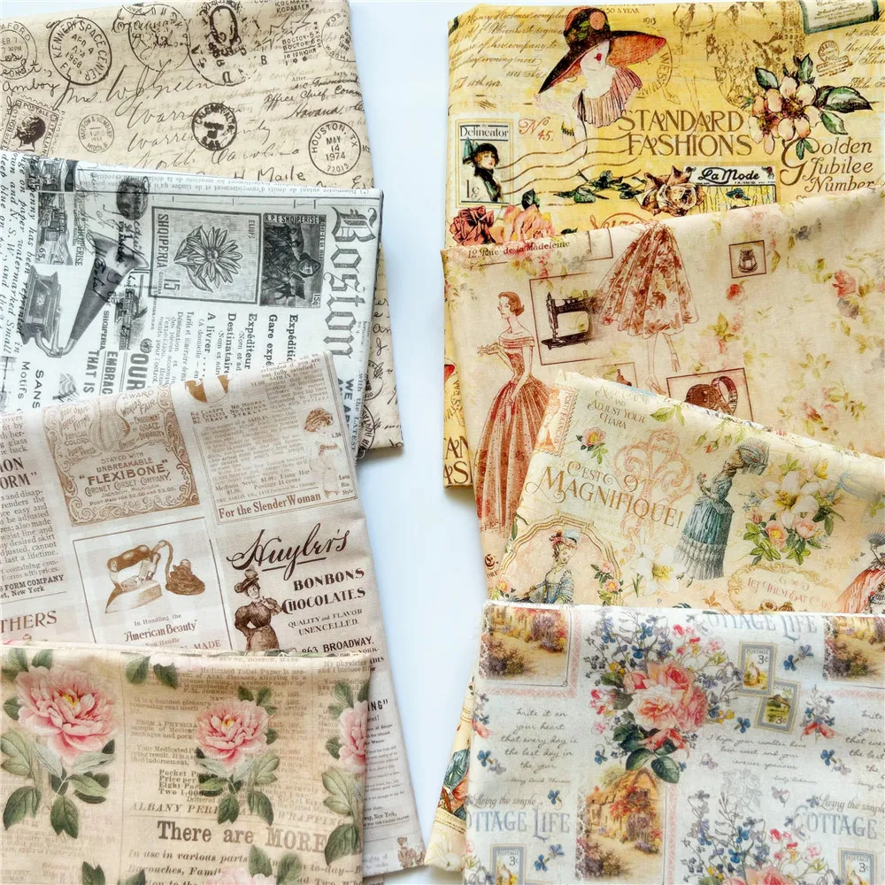 Newspaper Print Fabric Vintage | Newspaper Print Dress Fabrics - Cotton ...