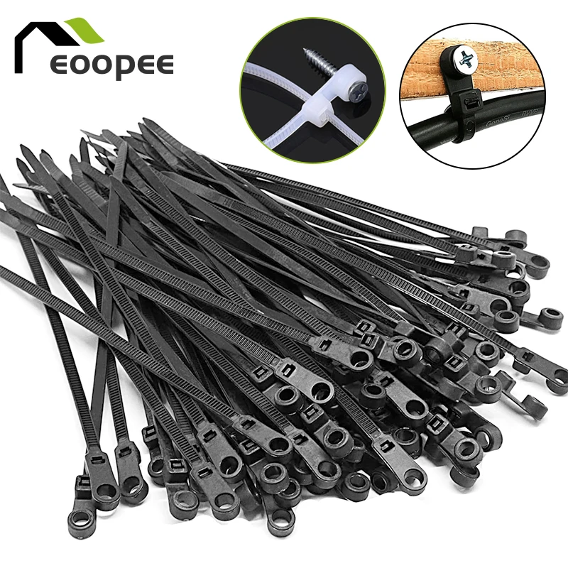 Self-locking-Tie-With-Screw-Hole-Nylon-Cable-Ties-Straps-Fastening-Loop ...