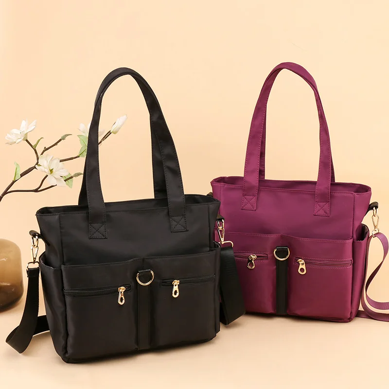 Casual Nylon Ladies Handbags Fashion Women Tote Bags Solid Color Multi ...