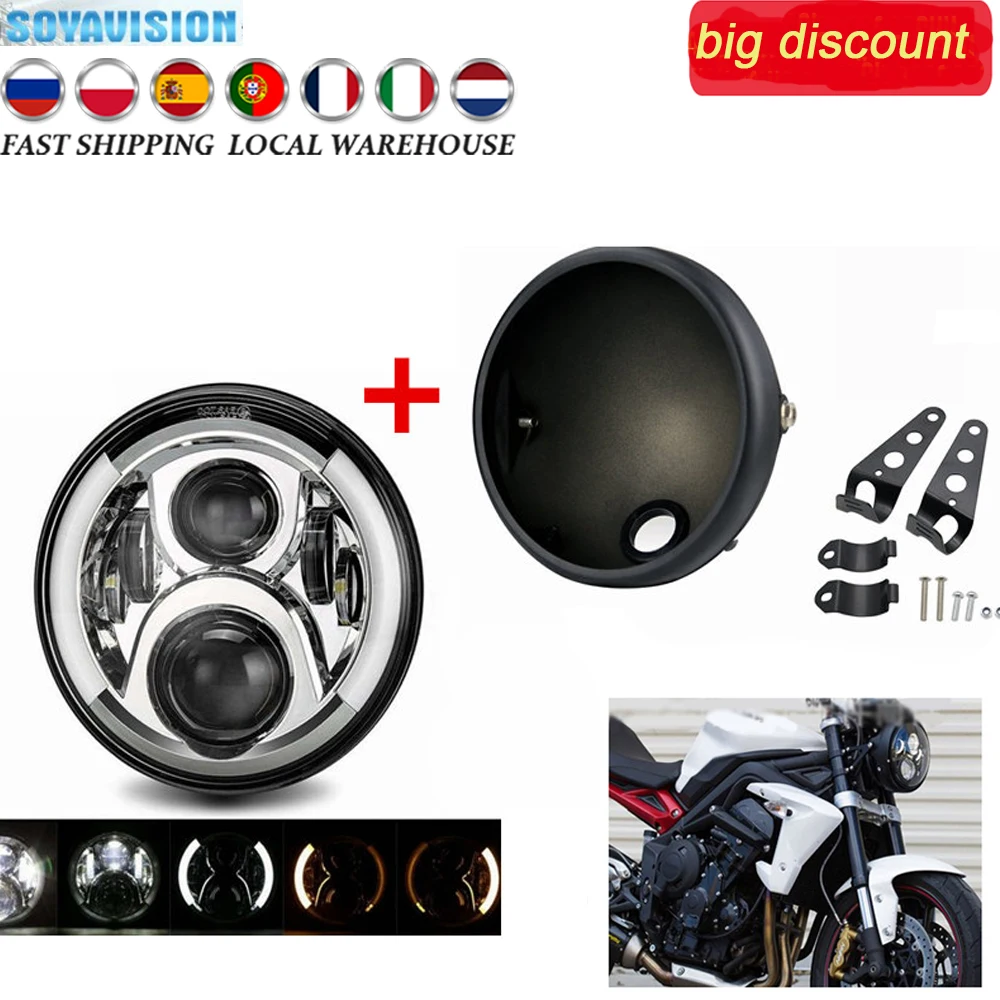 Universal-7-Led-Car-Motorcycle-Headlight-H4-Phare-Farol-Moto-Headlamp ...