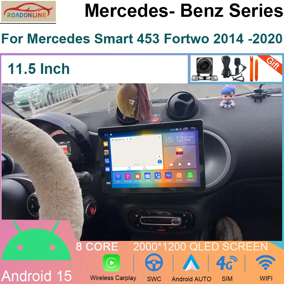 11.5 INCH Android 15 Car Radio For Mercedes- Benz Smart 453 Fortwo 2014 ...