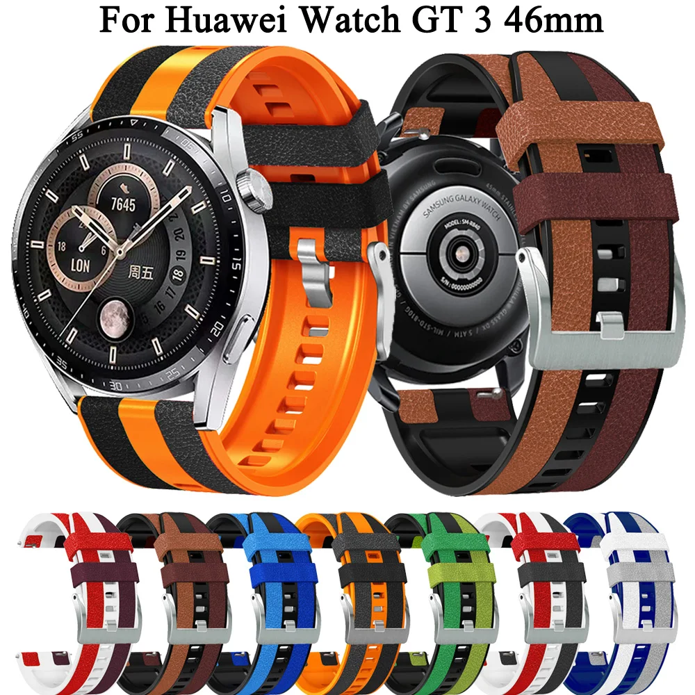 22mm-Leather-Silicone-Strap-For-Huawei-Watch-GT3-GT2-pro-Smart-Watch ...