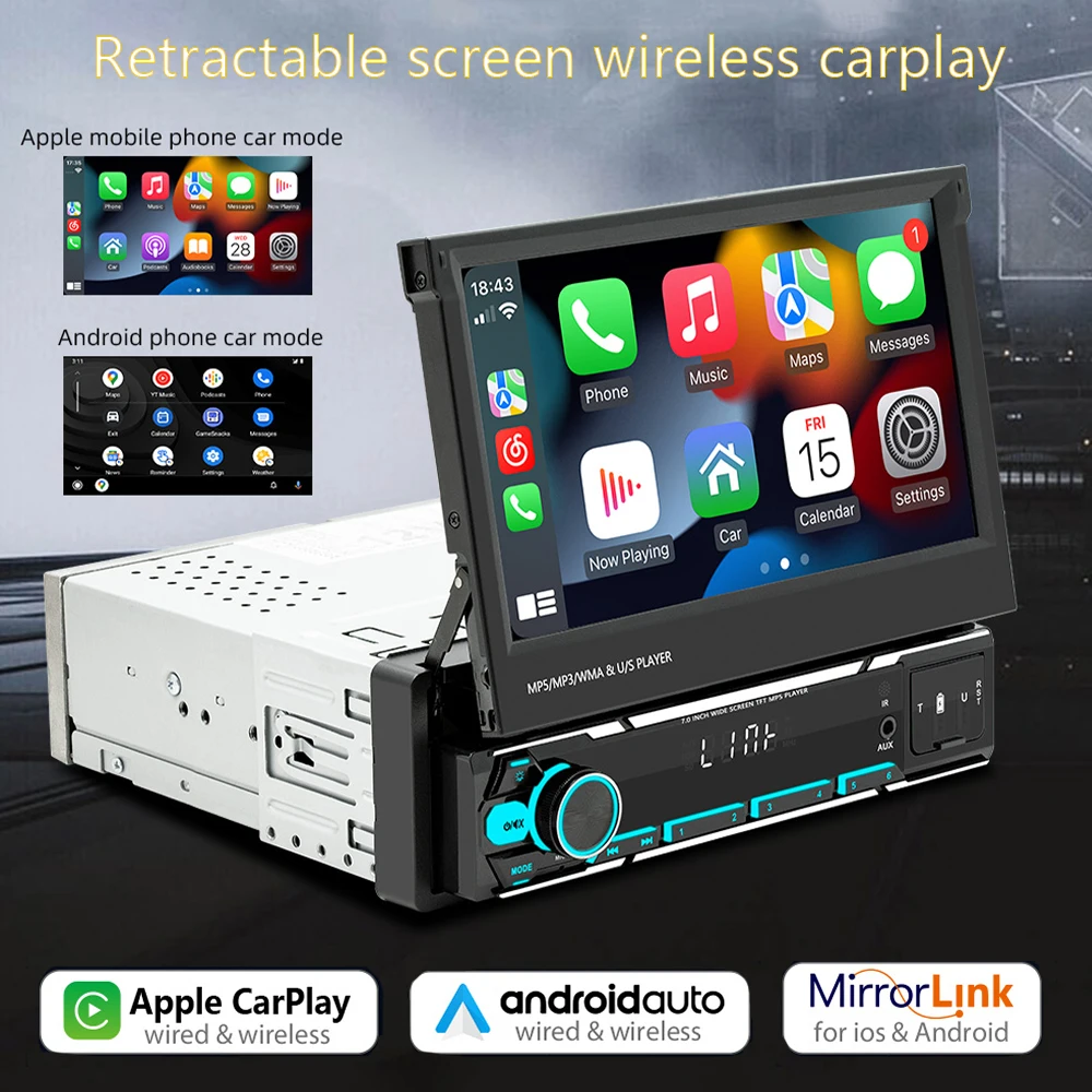 7-Wireless-Carplay-Android-Auto-Car-Radio-Mirrorlink-WiFi-Bluetooth-Car ...